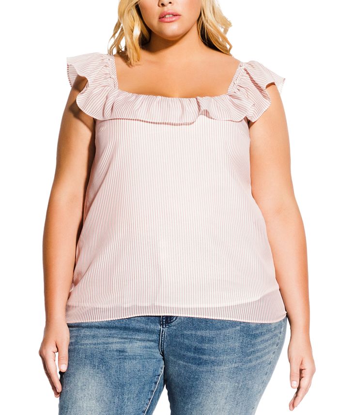 City Chic Trendy Plus Size Ruffled Top - Macy's