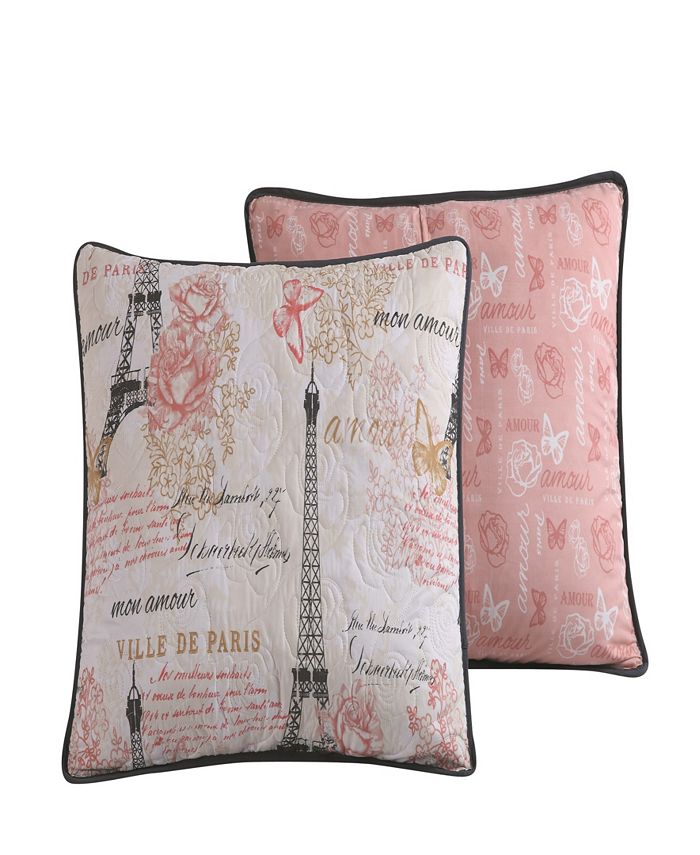 Blush Amour Paris Themed 4pc Twin Reversible Quilt Set - Macy's