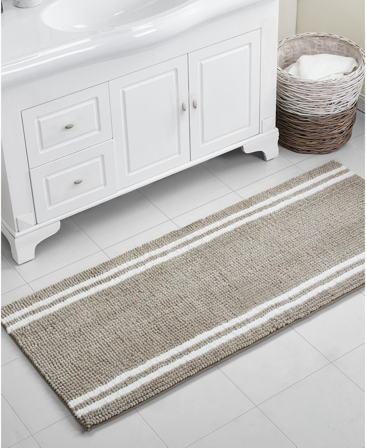 Click here for Vcny Home Stripe Noodle 24 x 60 Bath Rug - Beige/w... prices