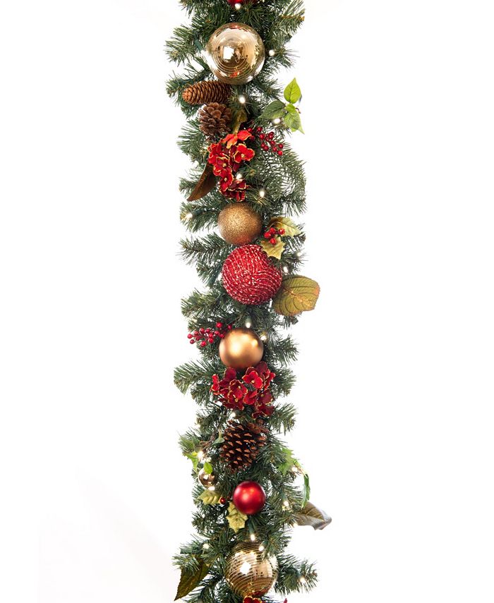 Village Lighting 9' Artificial Christmas Garland with Lights, Scarlet ...