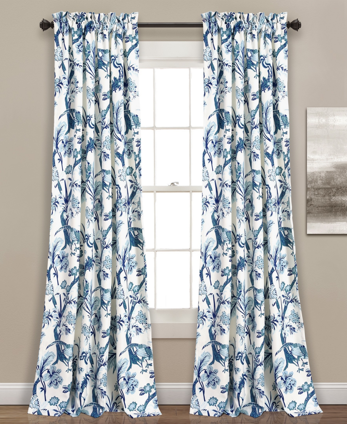 Click here for Dolores 52 x 95 Botanical Print Curtain Set - Blue prices