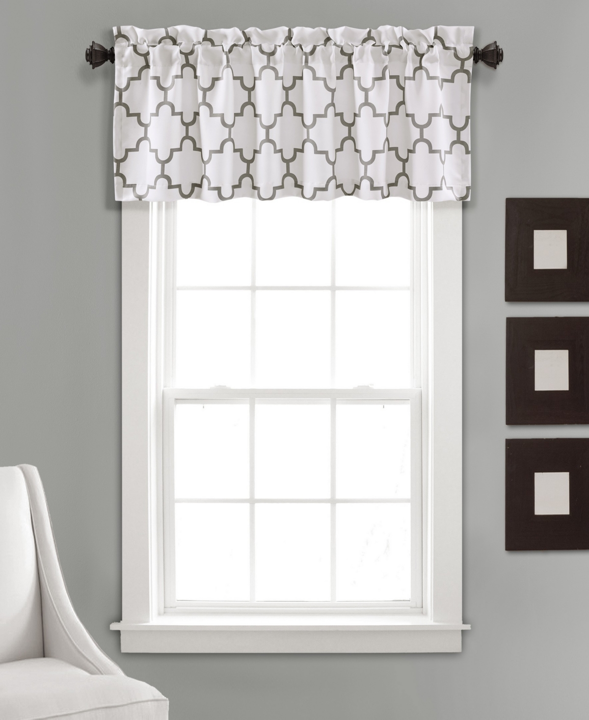 Click here for Bellagio 18 x 52 Geometric Print Valance - Gray prices