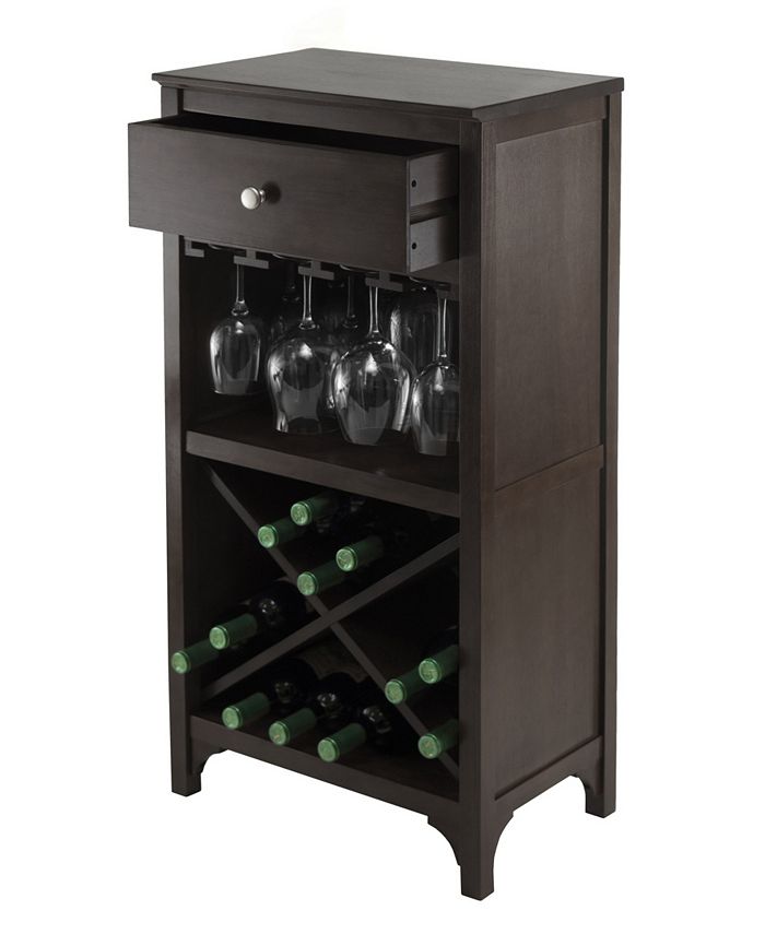 Winsome Ancona Modular Wine Cabinet with One Drawer, Glass Rack and X ...