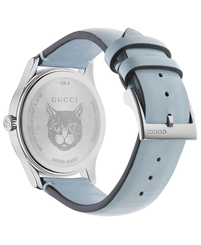 Gucci Women's Swiss G-Timeless Pastel Sky Blue Leather Strap Watch 38mm ...