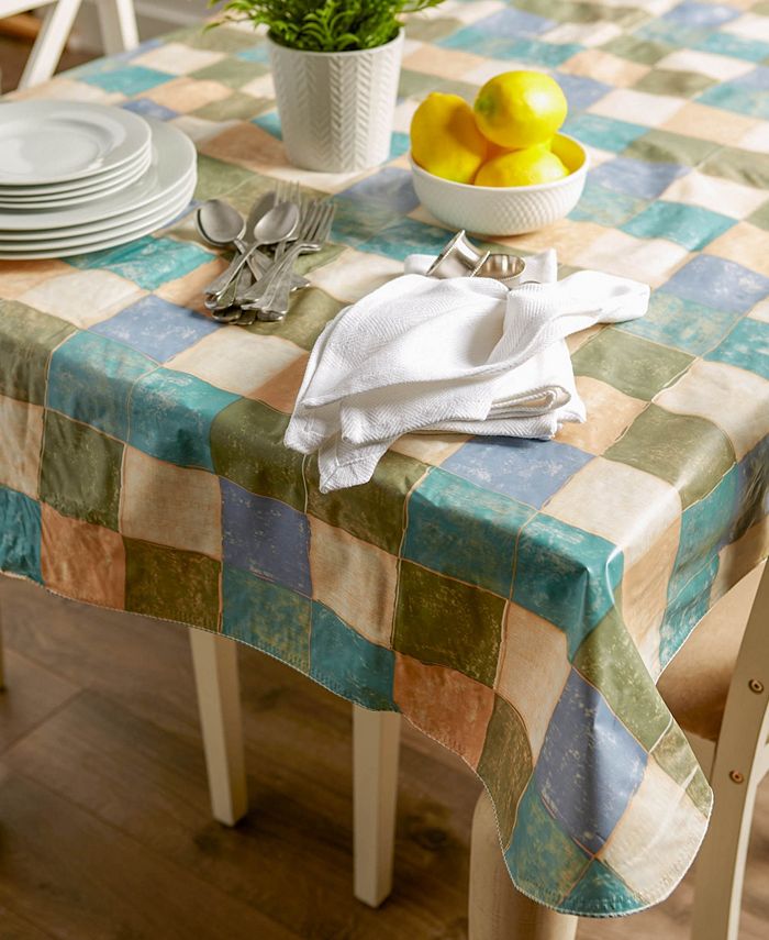 Design Imports Tiles 60" Round Vinyl Table Cloth - Macy's