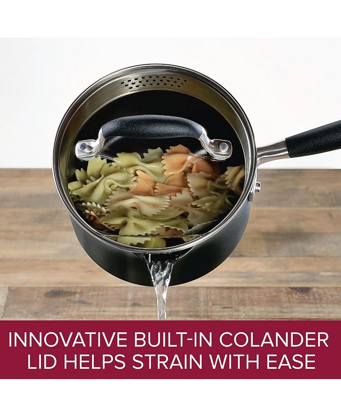 Anolon Advanced Home Hard-Anodized Nonstick Straining 2-Qt. Saucepan ...