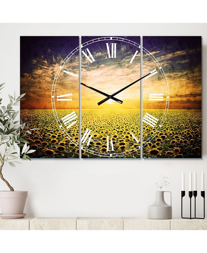 Designart Traditional 3 Panels Metal Wall Clock - Macy's