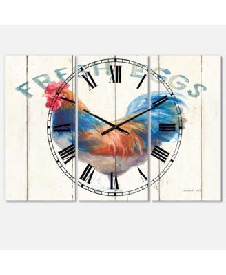 Designart Farmhouse 3 Panels Metal Wall Clock - Macy's