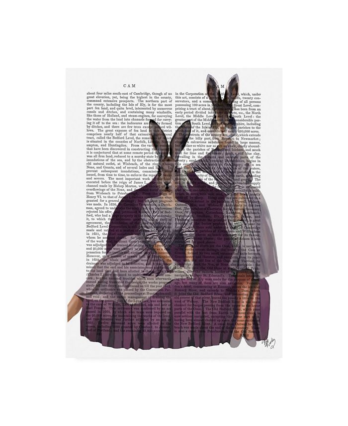 Trademark Global Fab Funky Two Rabbits in Purple Canvas Art - 15.5" x ...