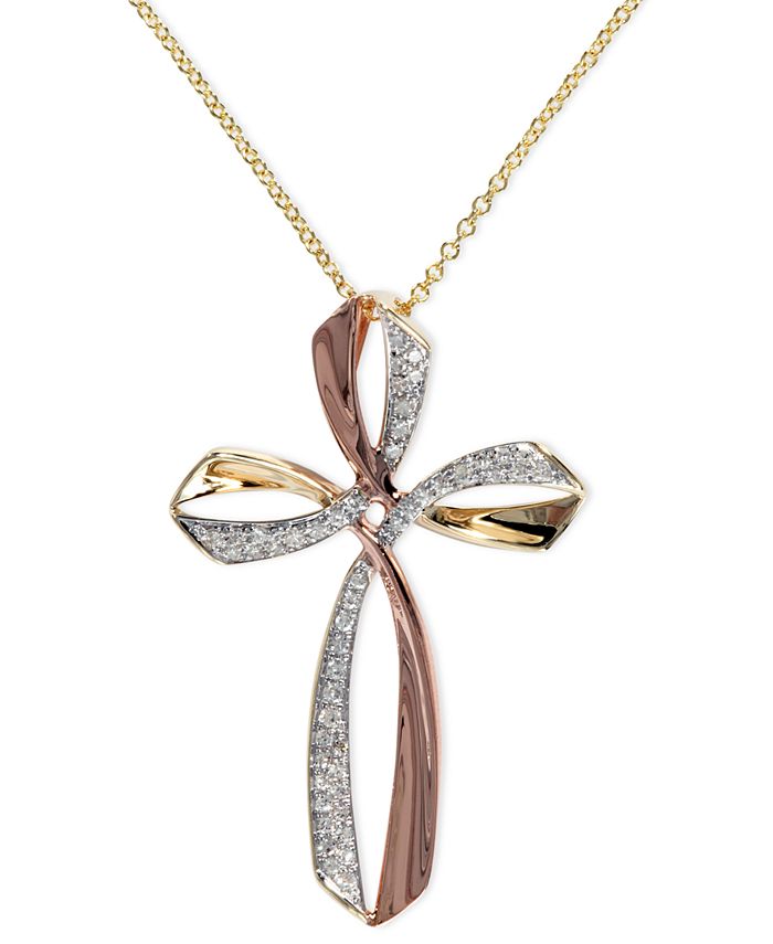 EFFY Collection Pave Rose by EFFY® Diamond Triple Cross Pendant (1/6 ct ...