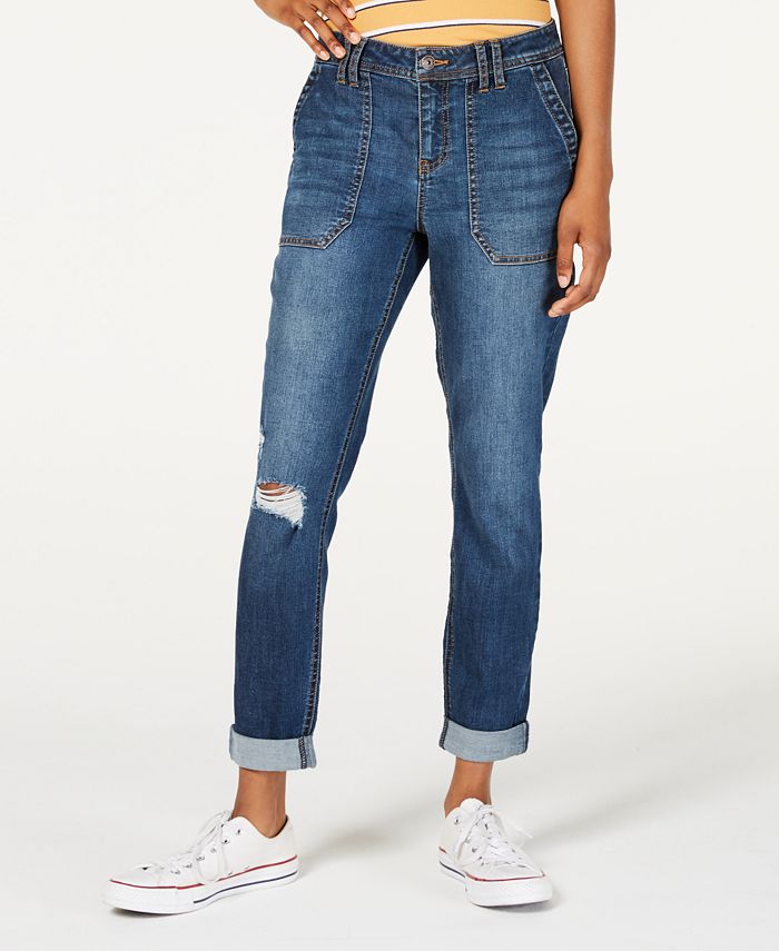 Vanilla Star Ripped Cuffed Jeans - Macy's