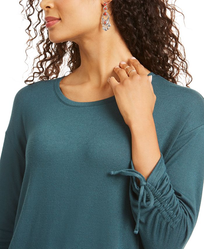 Style & Co Petite Drawstring Tie-Cuff Top, Created for Macy's - Macy's