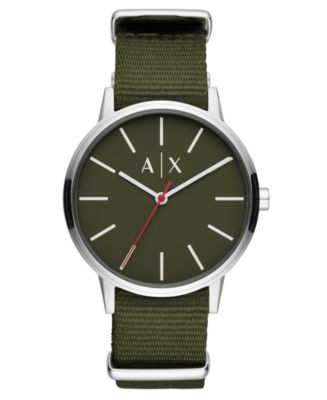 A|X Armani Exchange Men's Cayde Green Nylon Strap Watch 42mm - Macy's