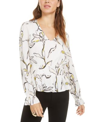 Bar III Floral-Print Smocked Top, Created for Macy's - Macy's