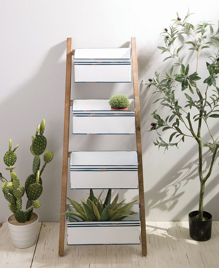 Glitzhome Farmhouse Metal Enamel Four-Tier Basket Shelves - Macy's