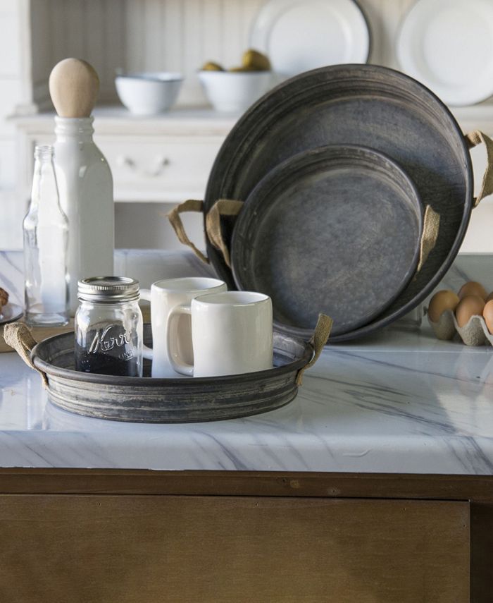 VIP Home & Garden 3-Piece Round Metal Trays - Macy's