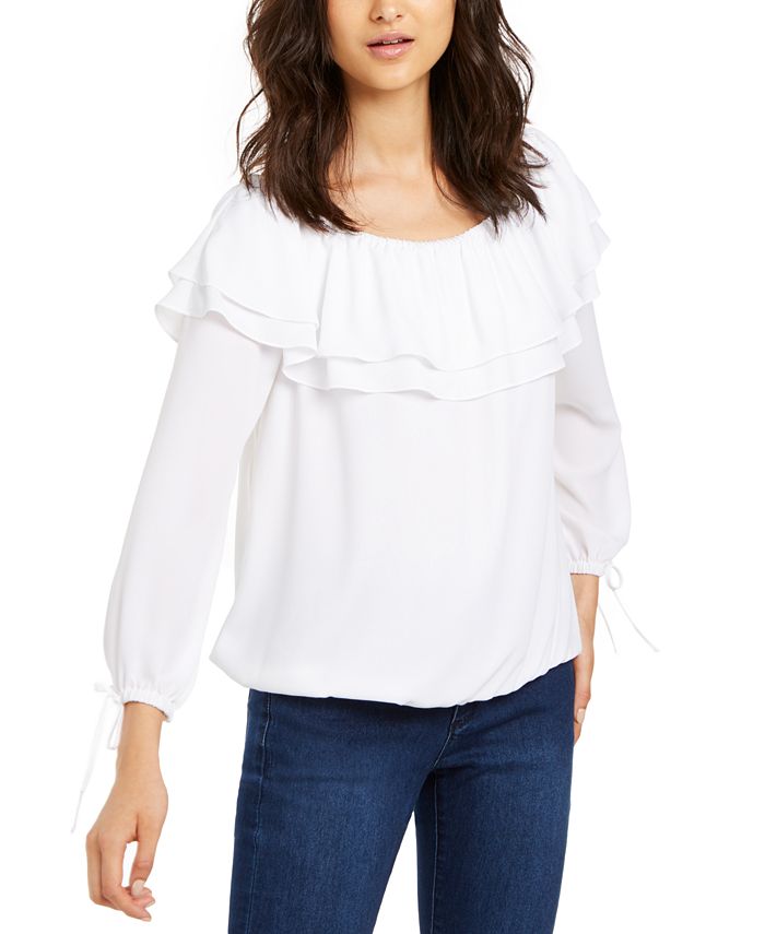 Michael Kors Petite Ruffled Off-The-Shoulder Top - Macy's