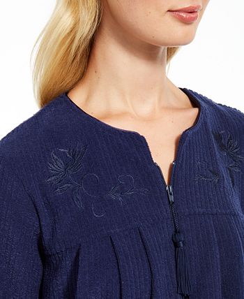 Miss Elaine Brushed Back Terry Long Zipper Robe - Macy's