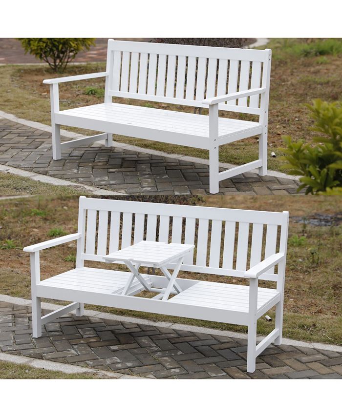 Gardenised Wooden Patio Garden Park Outdoor Yard Bench With Middle Pop ...