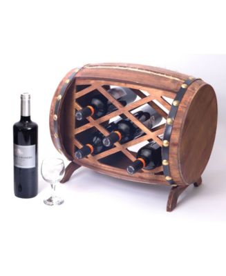 Vintiquewise Rustic Wooden Barrel Shaped Wine Rack, 5 Bottle Decorative ...