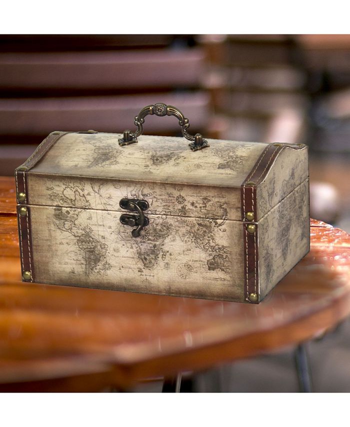 Vintiquewise Old World Map Leather Vintage-Like Style Treasure Box - Macy's