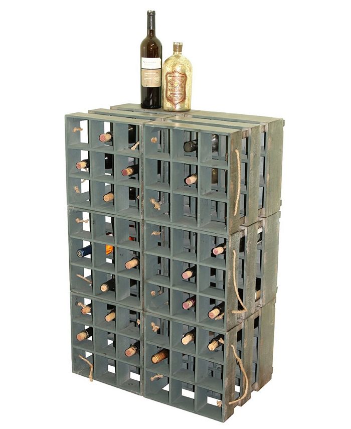 Gardenised Vintiquewise Antique Style Stackable Wooden Wine Crates - Macy's