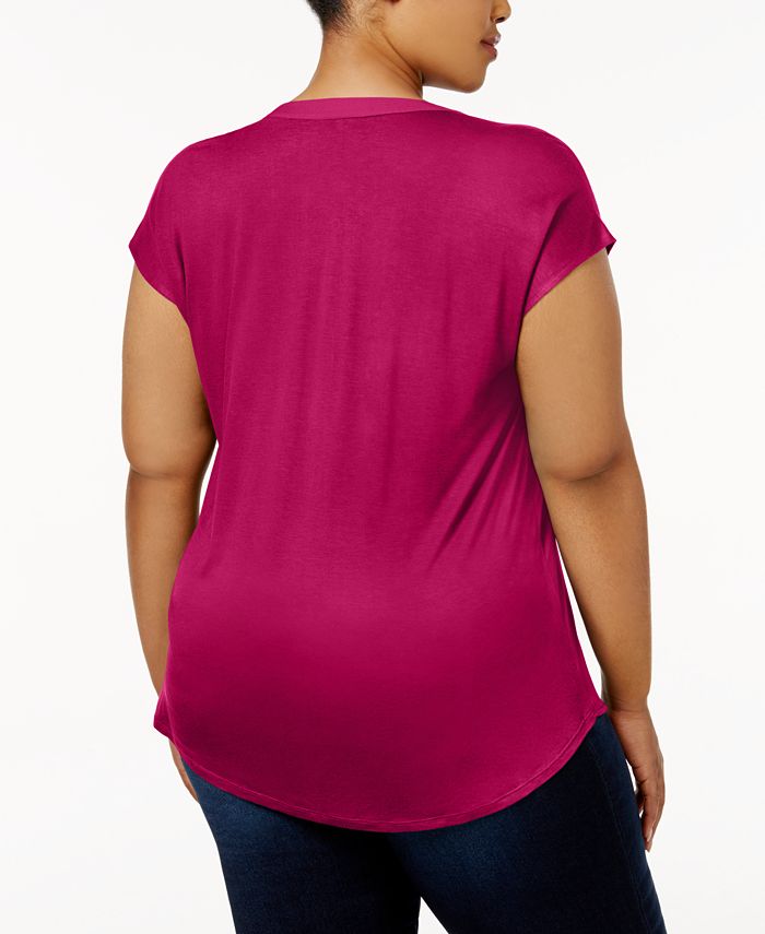 INC International Concepts I.N.C. Plus Size Mixed-Media Utility Shirt ...