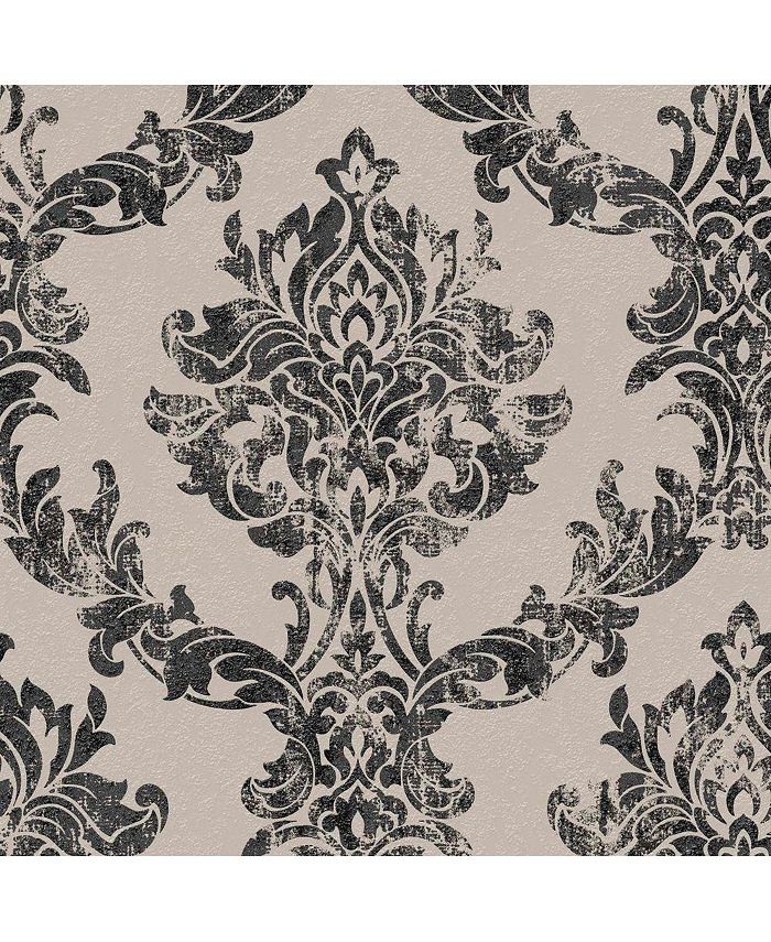 Graham & Brown Graham Brown Opal Damask Charcoal and Gold Wallpaper ...