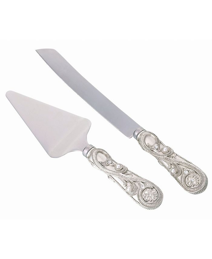Lillian Rose Elegant Silver-Tone Jeweled Knife and Server Set - Macy's