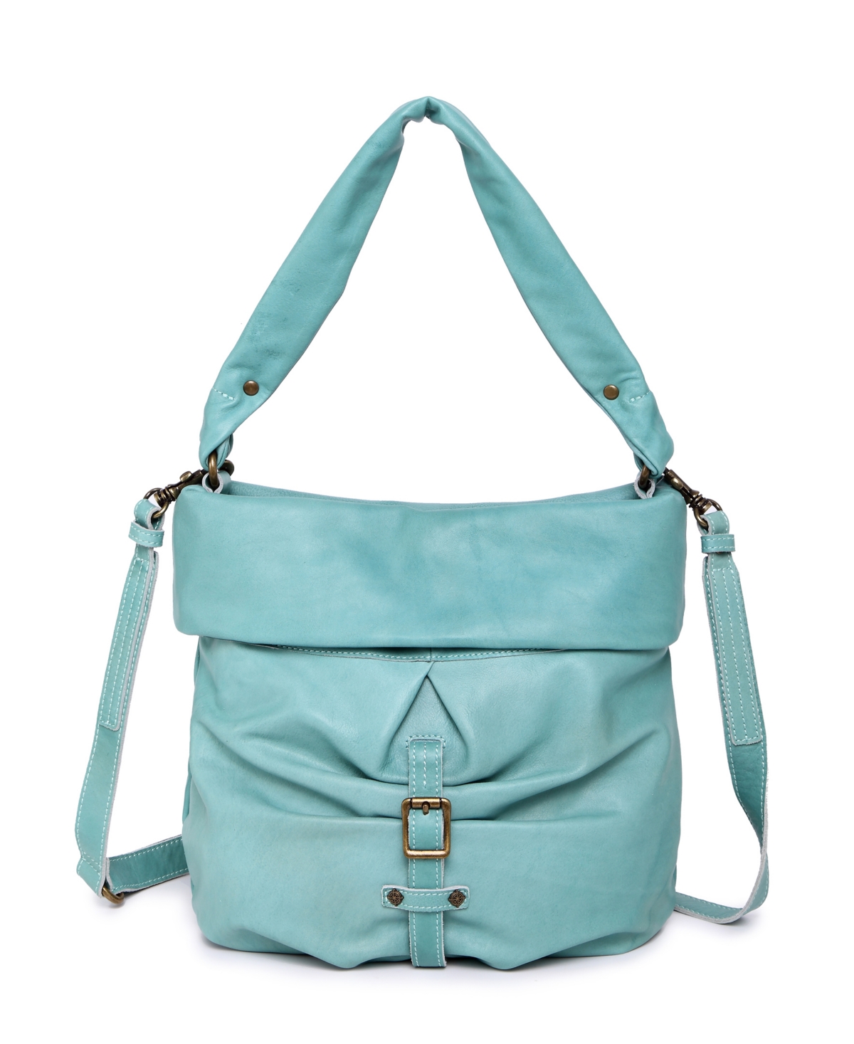 Click here for Old Trend Sweet Lotus Leather Bucket Bag - Mint prices