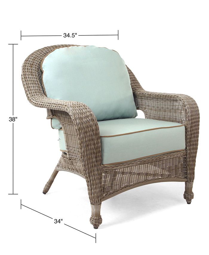 Furniture Sandy Cove Wicker Outdoor Club Chair, with Sunbrella® Cushion ...