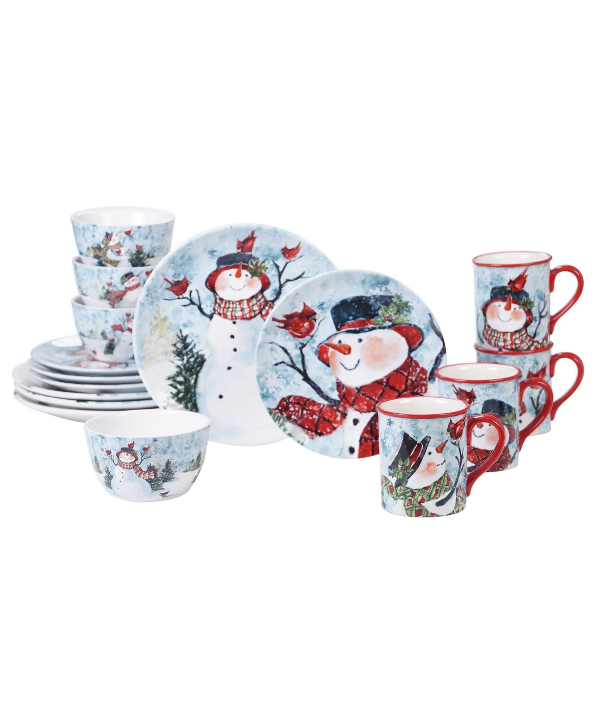 Click here for Certified International Watercolor Snowman 16pc Di... prices