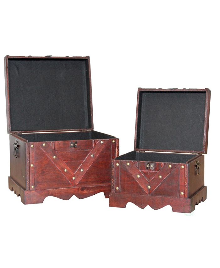 Vintiquewise Wooden Treasure Box, Old Style Decorative Treasure Chest ...