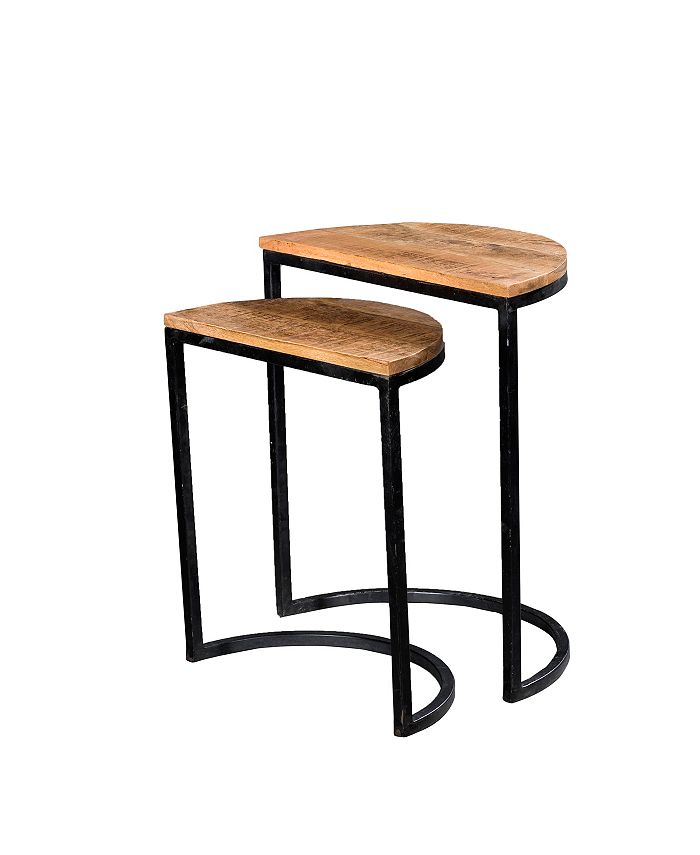 Villa2 VILLA 2 Half Moon Solid Wood Iron Nesting Table - Macy's