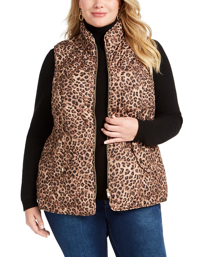 Charter Club Plus Size Leopard Print Puffer Vest, Created for Macy's ...