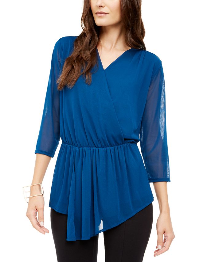 Alfani Asymmetrical Mesh Top, Created for Macy's - Macy's