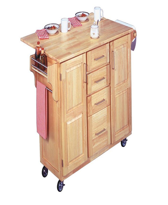 Home Styles Natural Breakfast Bar Kitchen Cart with Wood Top - Macy's