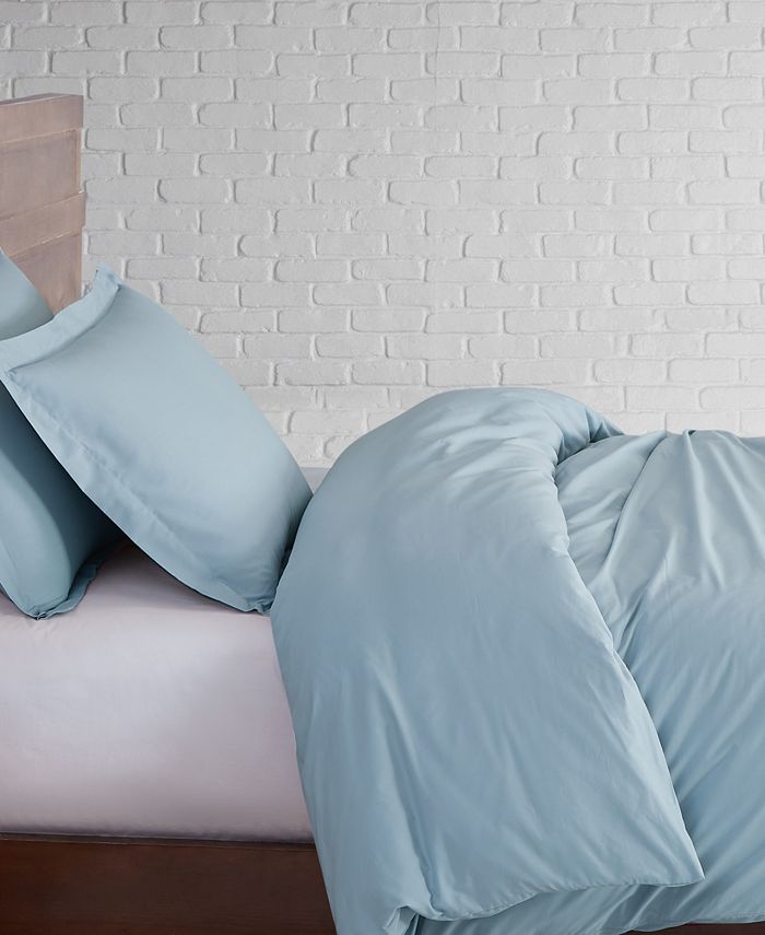 Brooklyn Loom Solid Cotton Percale Full/Queen 3-Pc. Duvet Set - Macy's