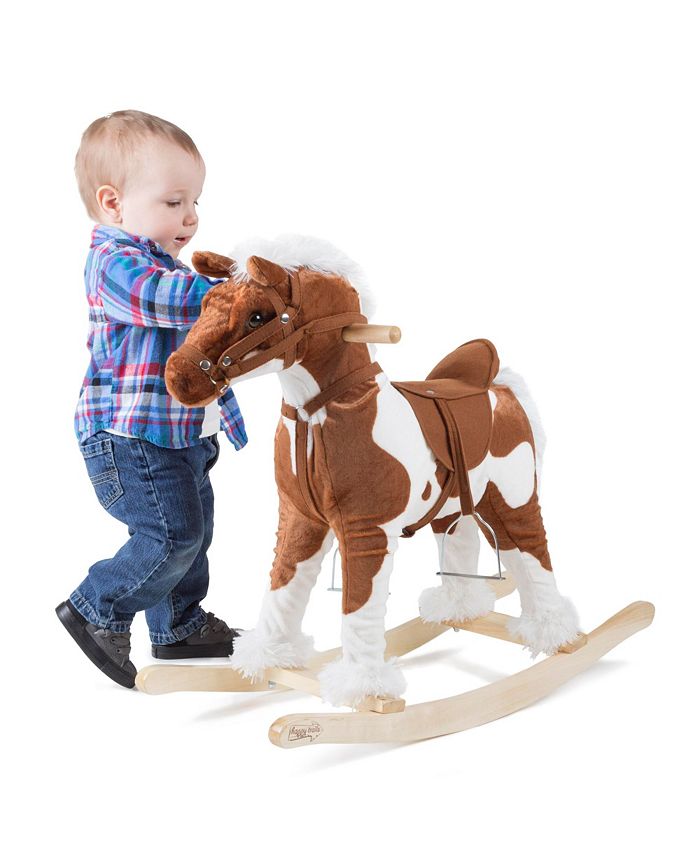 Happy Trails Rocking Horse Plush Animal on Wooden Rockers - Macy's