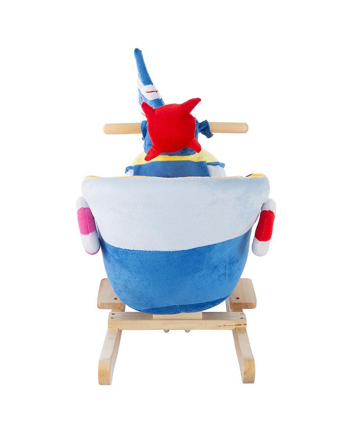 Happy Trails Boat Rocker Toy-Kids Ride On Soft Fabric Covered Wooden ...