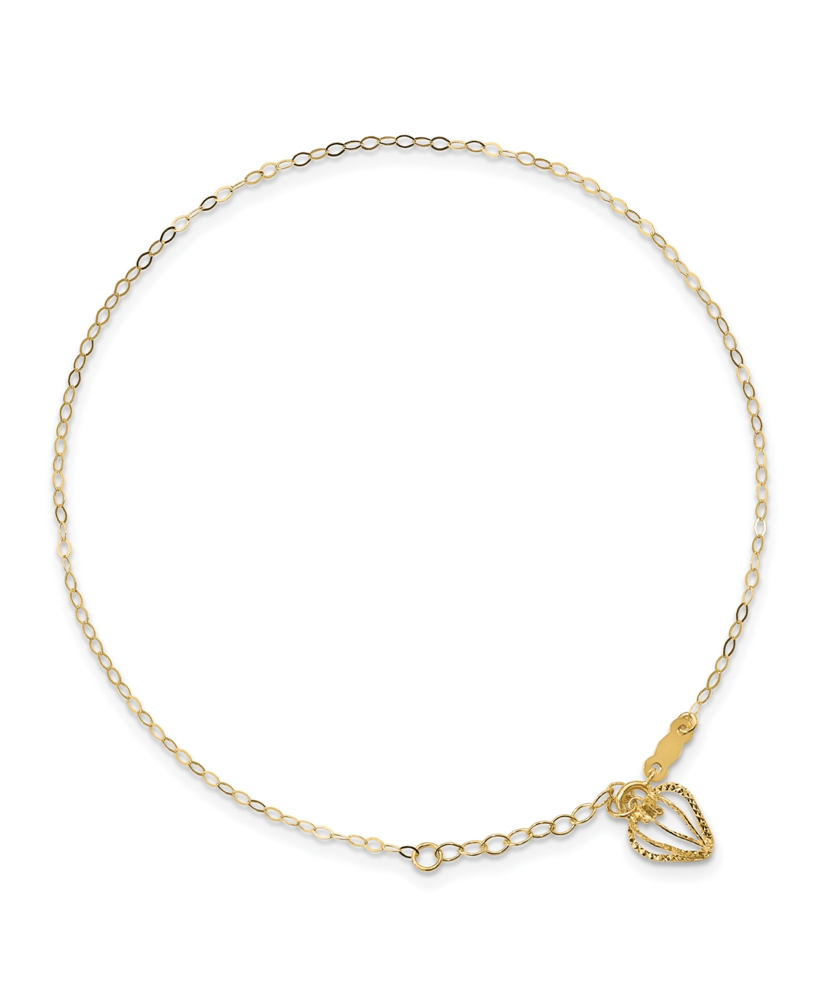 Click here for Oval Link Open Heart Anklet in 14k Yellow Gold - G... prices