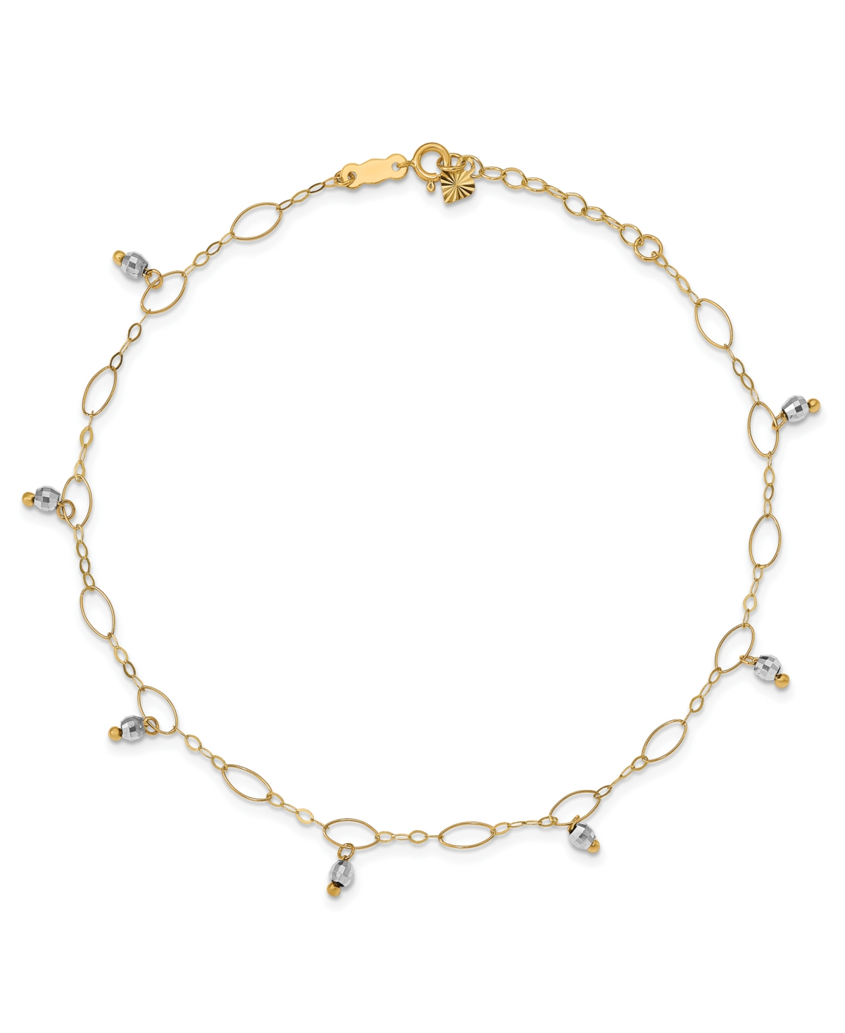 Click here for Reflective Beaded (4 mm) Anklet in 14k Yellow and... prices