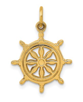 Ship Wheel Charm in 14k Yellow Gold - Macy's
