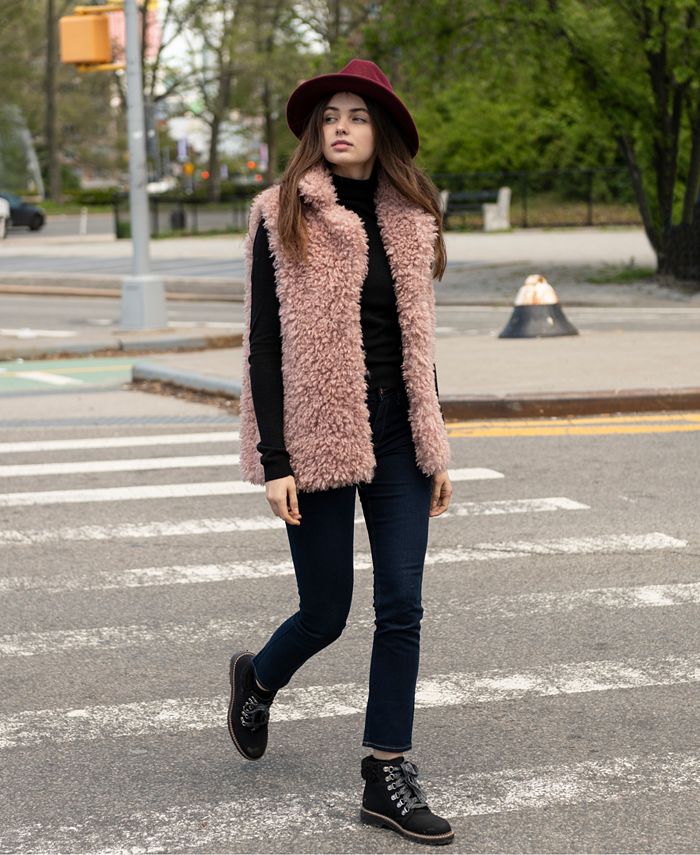 INC International Concepts INC Shaggy Faux-Fur Duster With Collar ...