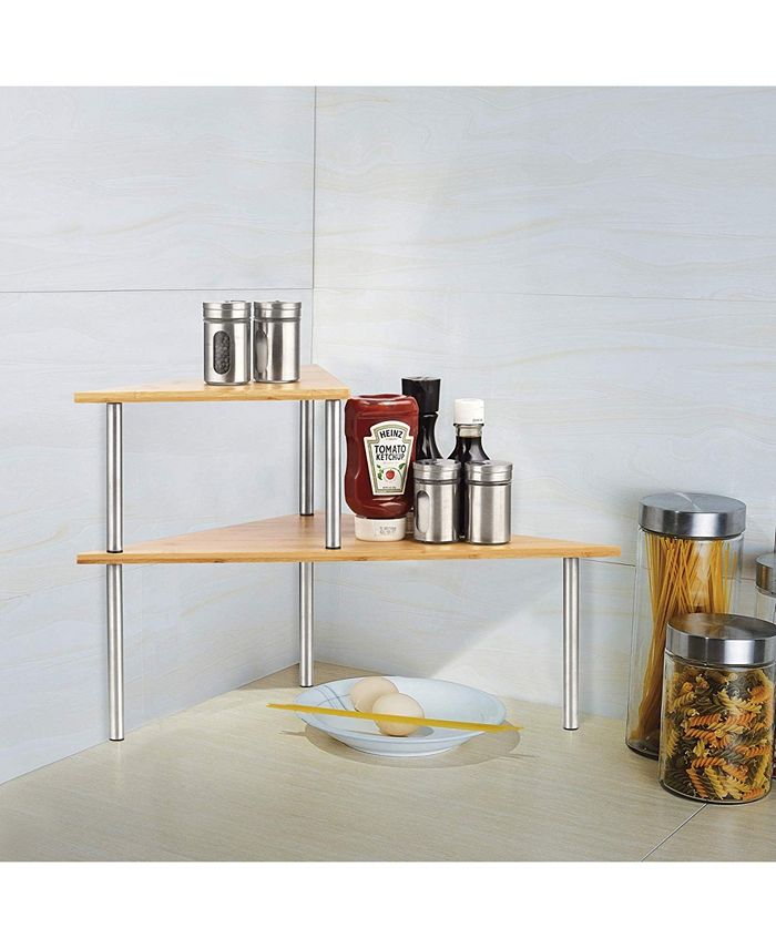 Cook N Home 2 Tier Triangle Corner Storage Shelf Organizer, Bamboo - Macy's