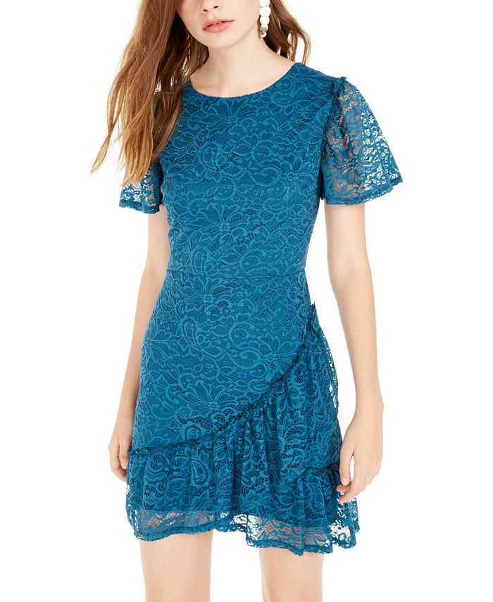 City Studios Juniors' Lace Ruffled Dress - Macy's