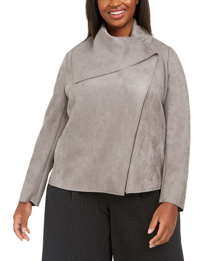 Anne Klein Plus Size Asymmetrical Wrap Jacket - Macy's