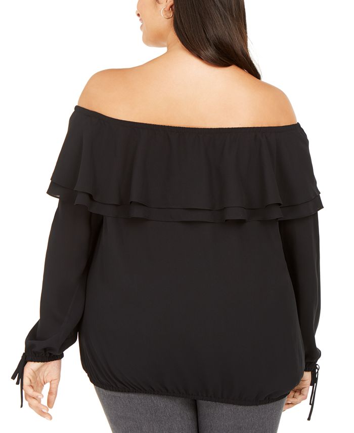 Michael Kors Plus Size Ruffled Off-The-Shoulder Top - Macy's