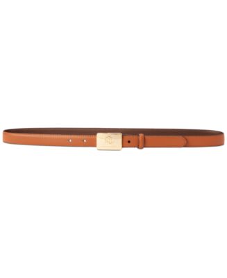 Lauren Ralph Lauren Plaque-Buckle Leather Belt - Macy's