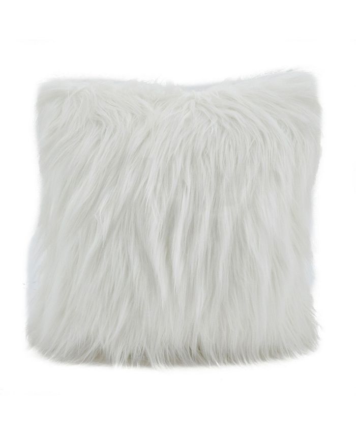 Saro Lifestyle Long Haired Faux Fur Decorative Pillow, 18" x 18" - Macy's